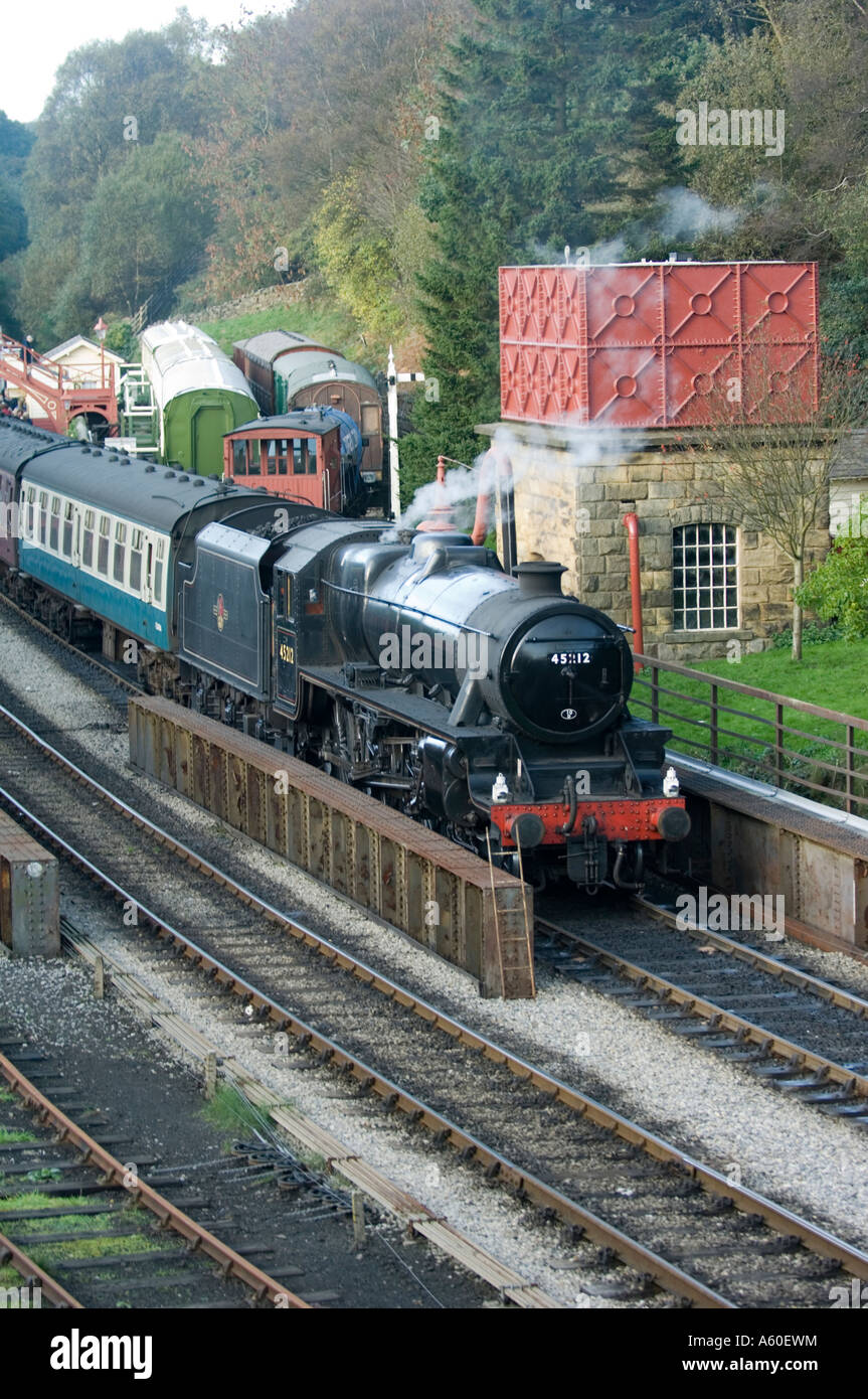 Steam Loco 45212 on bridge Stock Photo - Alamy
