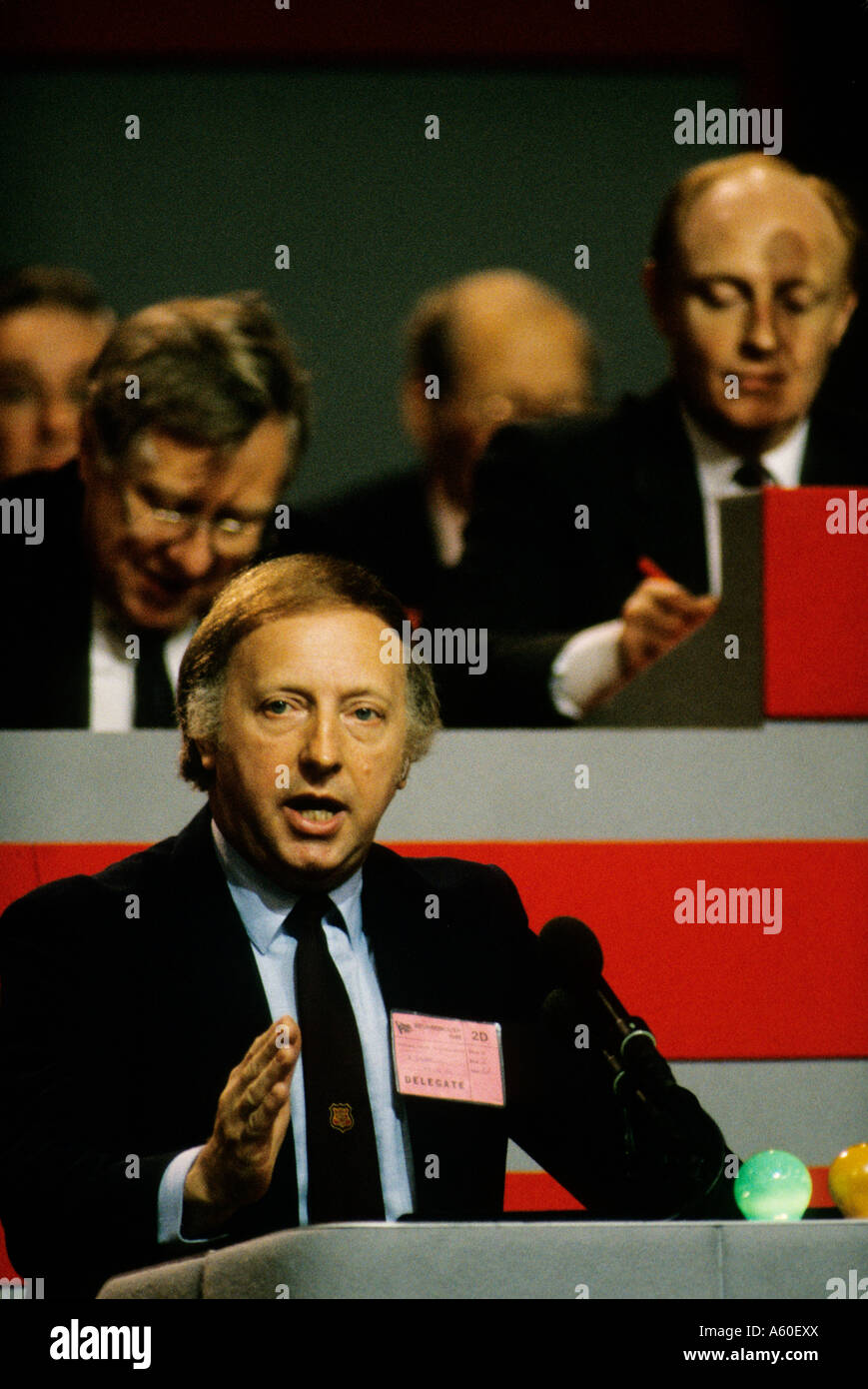 ARTHUR SCARGILL AT 1985 LABOUR PARTY CONFERENCE WITH PARTY LEADER NEIL ...