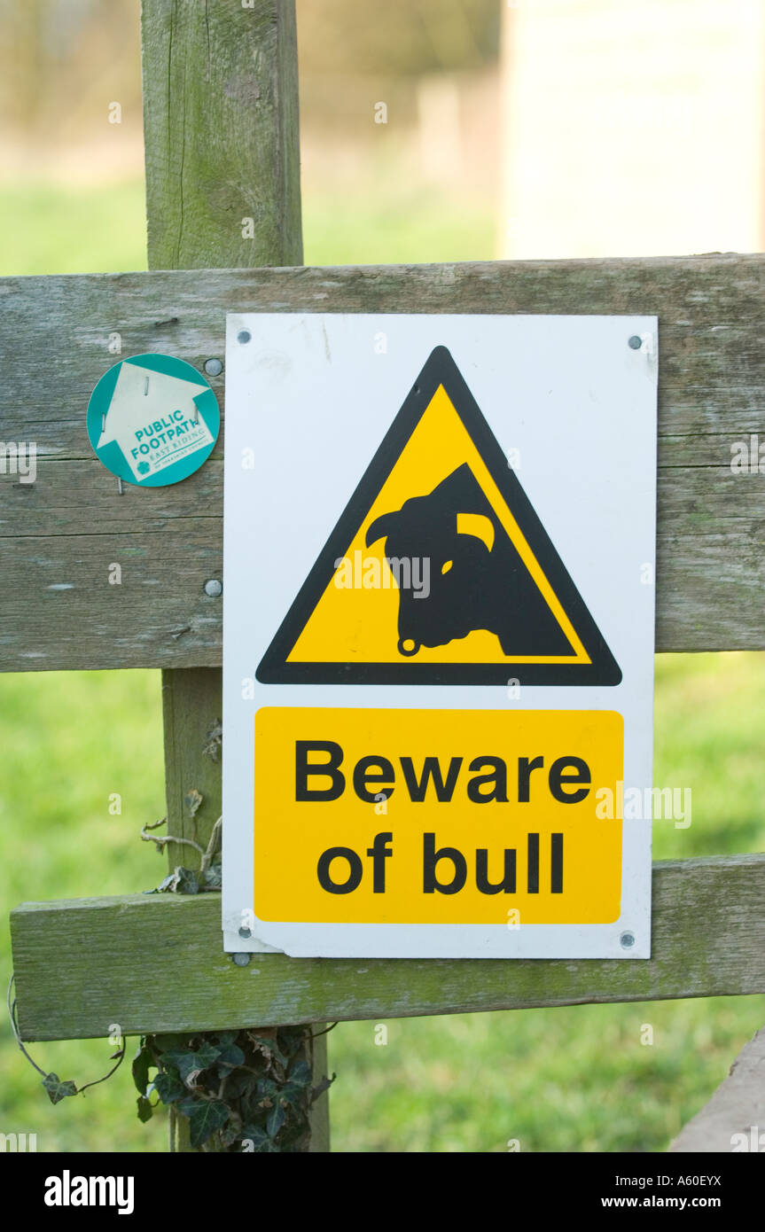 Bull In Field Warning Sign High Resolution Stock Photography and Images ...