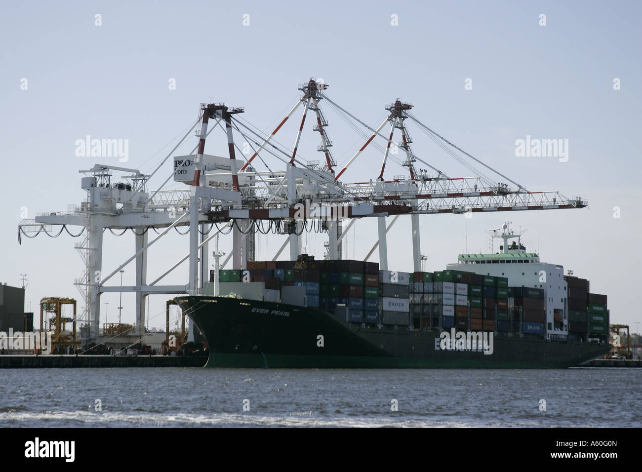 Container ship in Melbourne harbour Stock Photo - Alamy