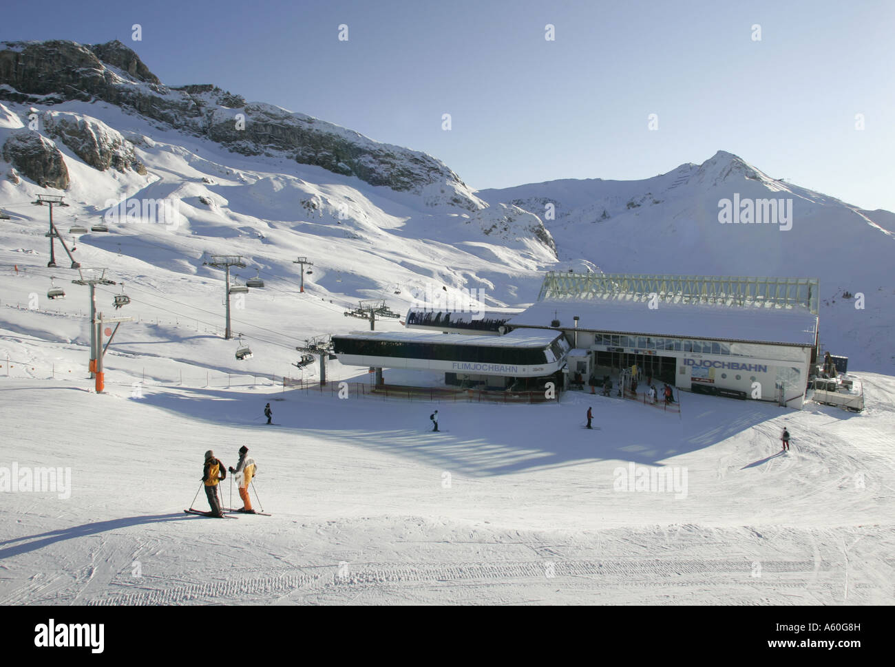 Flimjochbahn ski lift station,Silvretta Arena near Ischgl in Austria ...