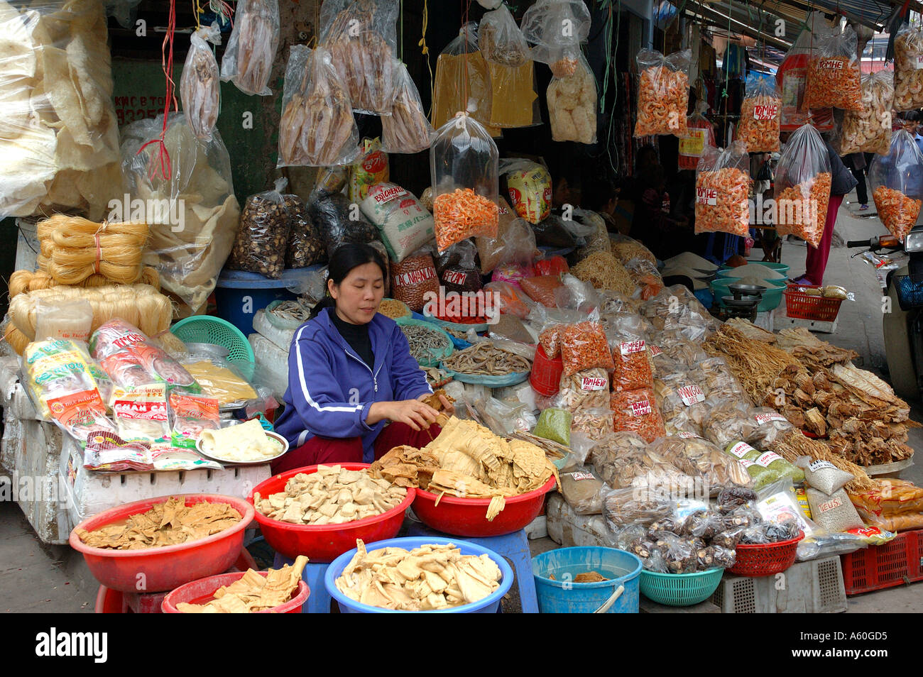 Hanoi Old Quarter capital city Vietnam South East Asia market selling ...