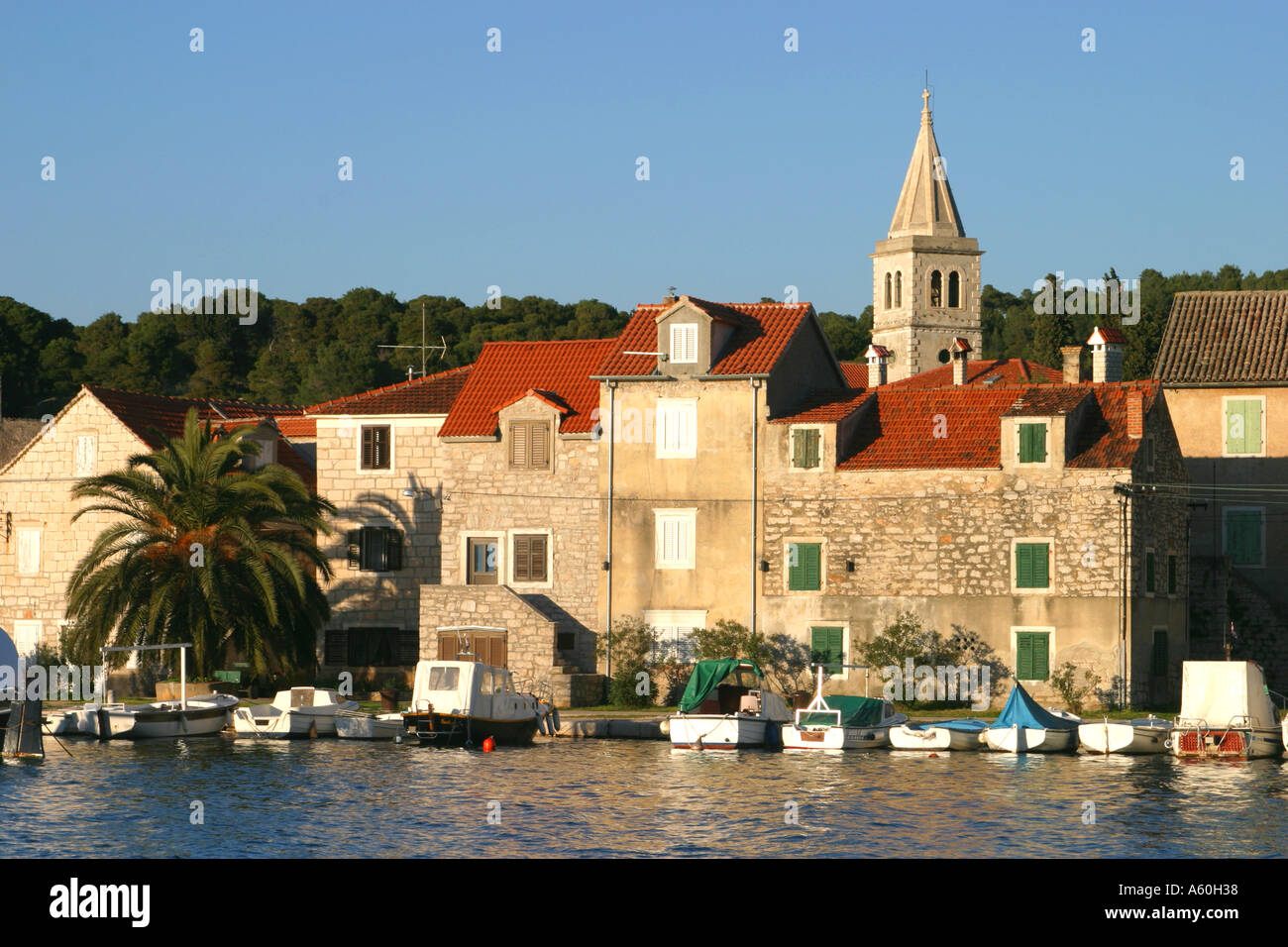 Zlarin town from the sea Island of Zlarin Croatia Stock Photo - Alamy