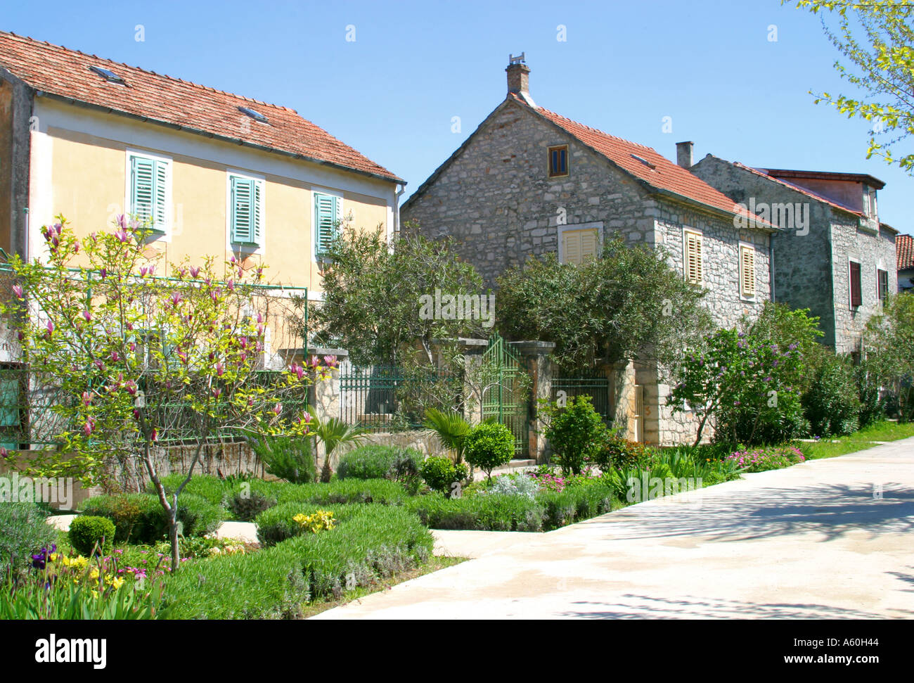 Street in town of Zlarin Island of Zlarin Croatia Stock Photo - Alamy