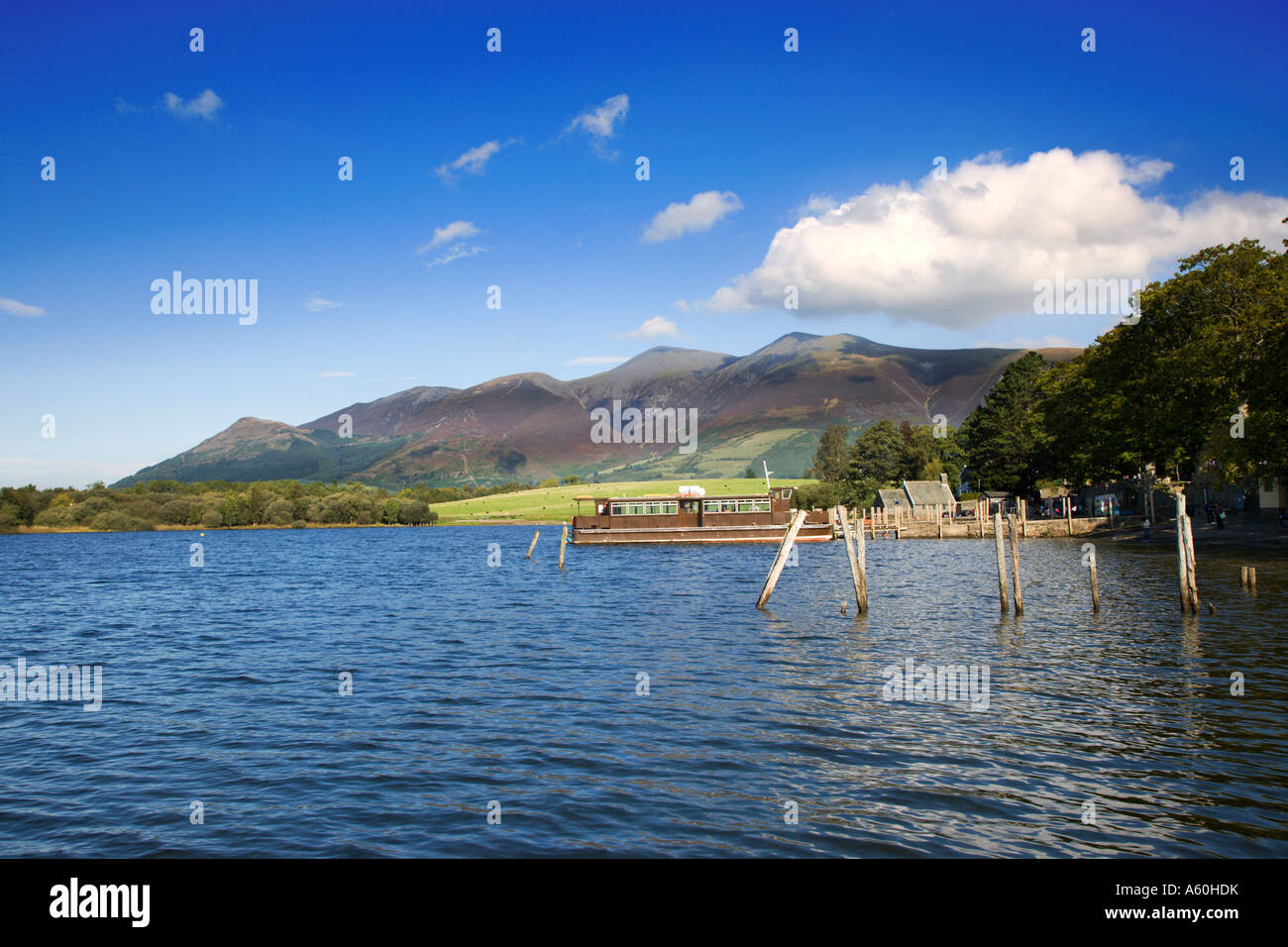 Keswick Landing Stage Pier On Derwent Water Wooden Ferry Boat Awaiting ...