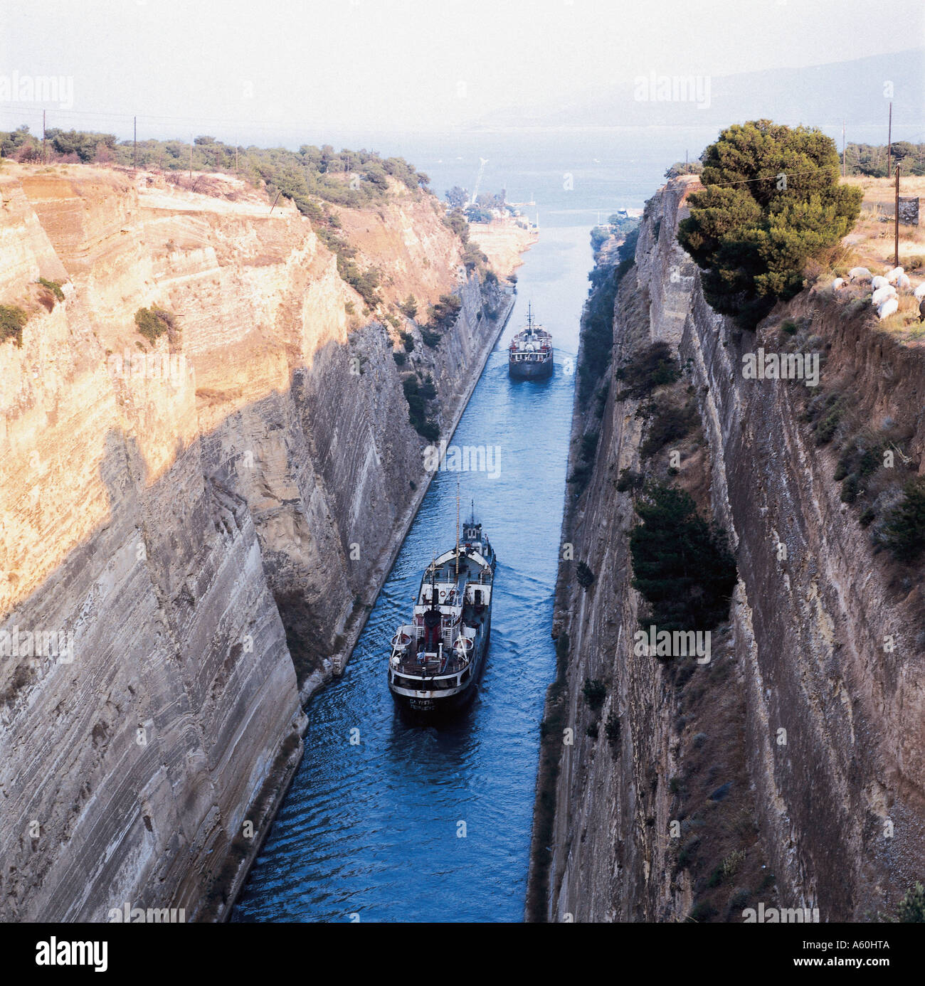 Ship in canal, Corinth, Greece Stock Photo - Alamy