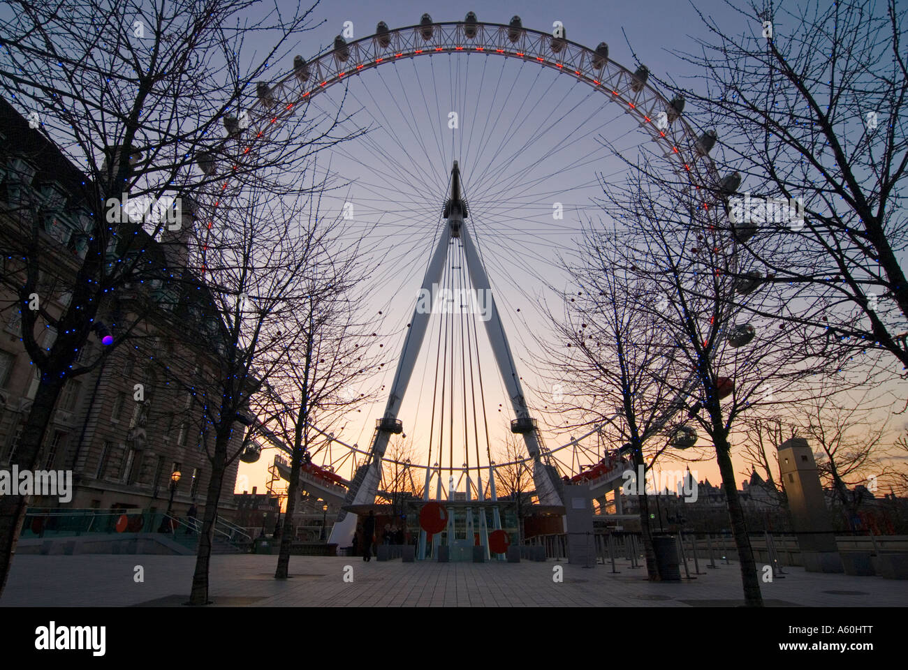 Horizontal wide angle of the London Eye, aka Millennium Wheel partially ...