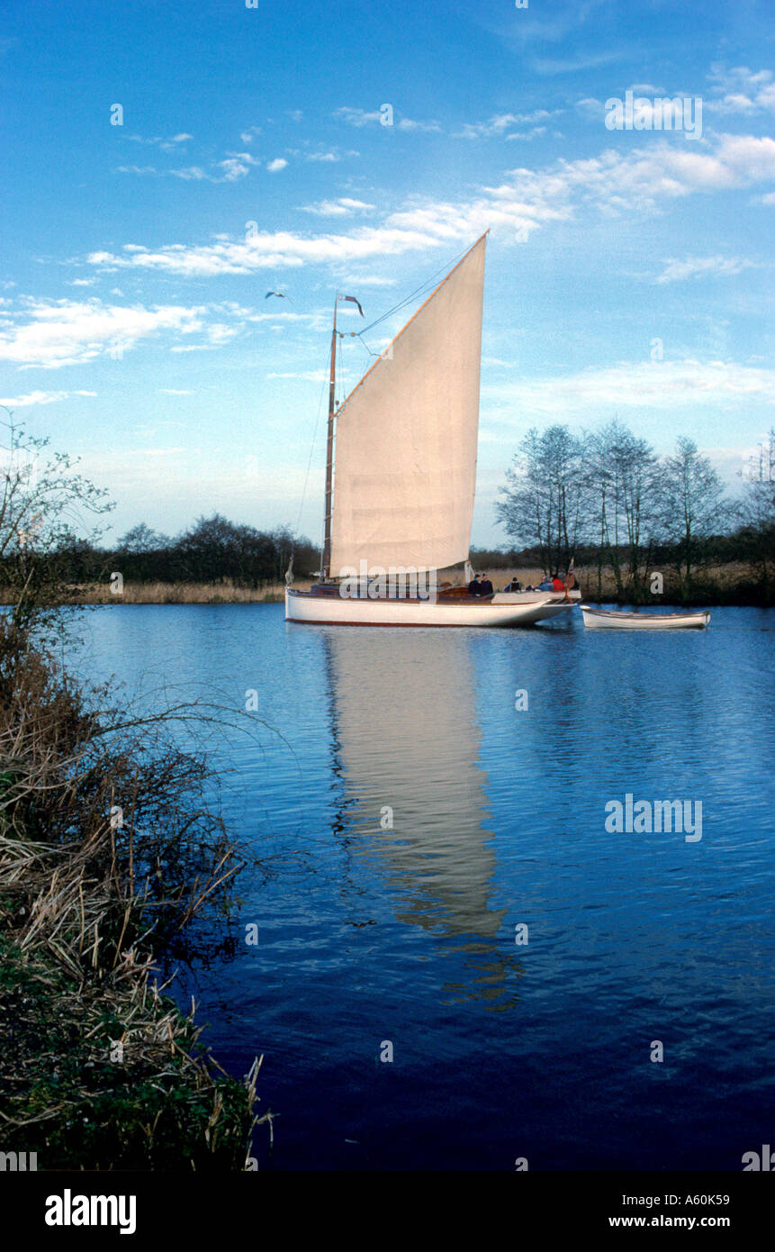 Norfolk Broads wherry yacht, Broads National Park Stock Photo - Alamy