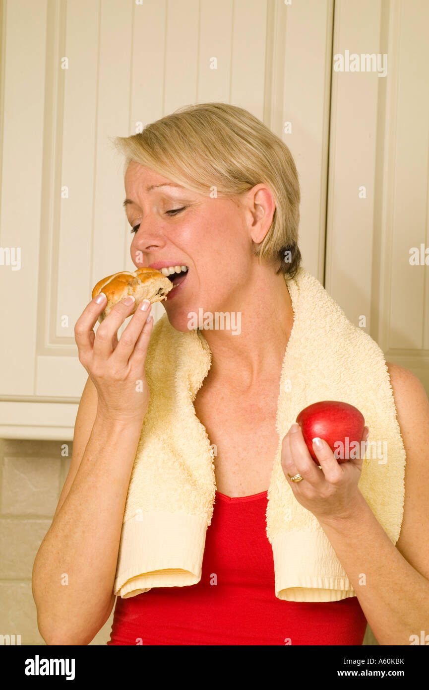 temptation, good food or bad food Stock Photo - Alamy