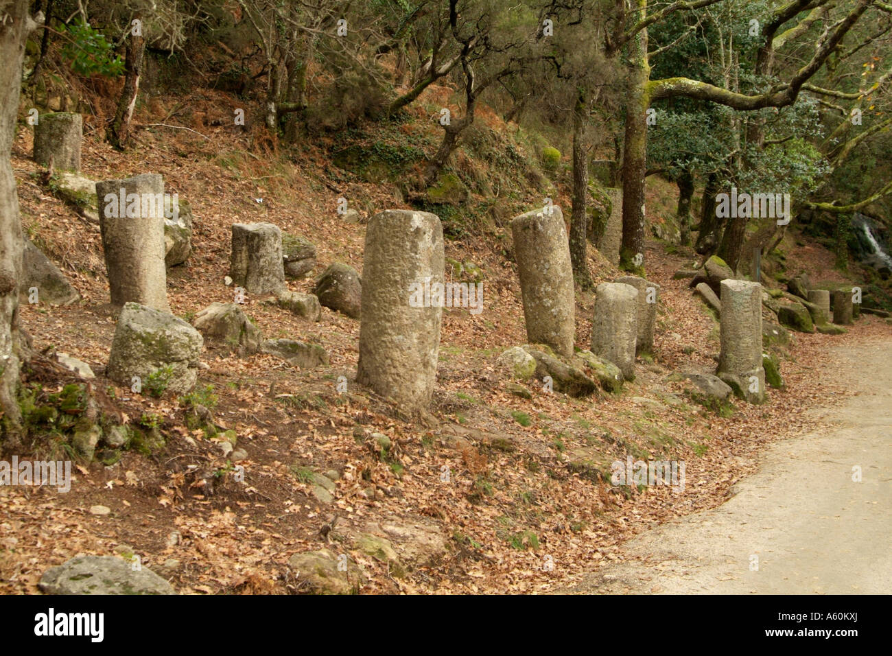 Group of roman milestones Stock Photo - Alamy