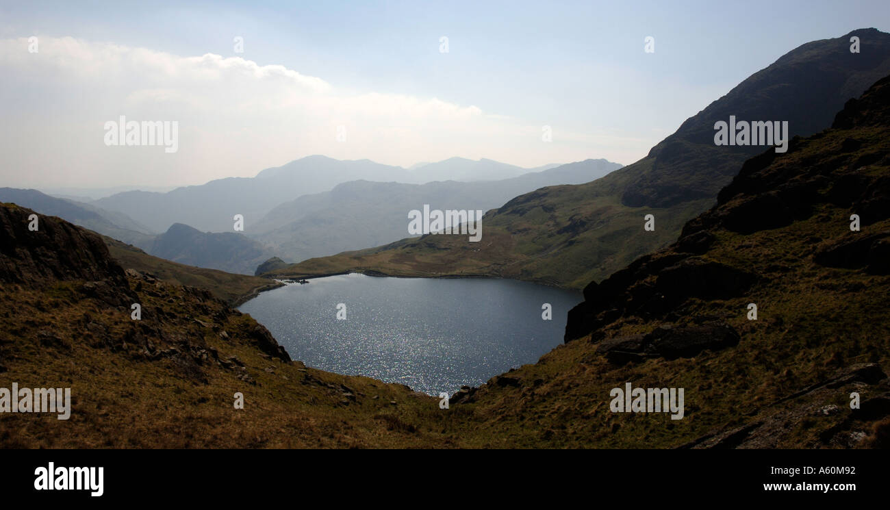 Stickle Tarn from the path up to the summit of Harrison Stickle Stock ...