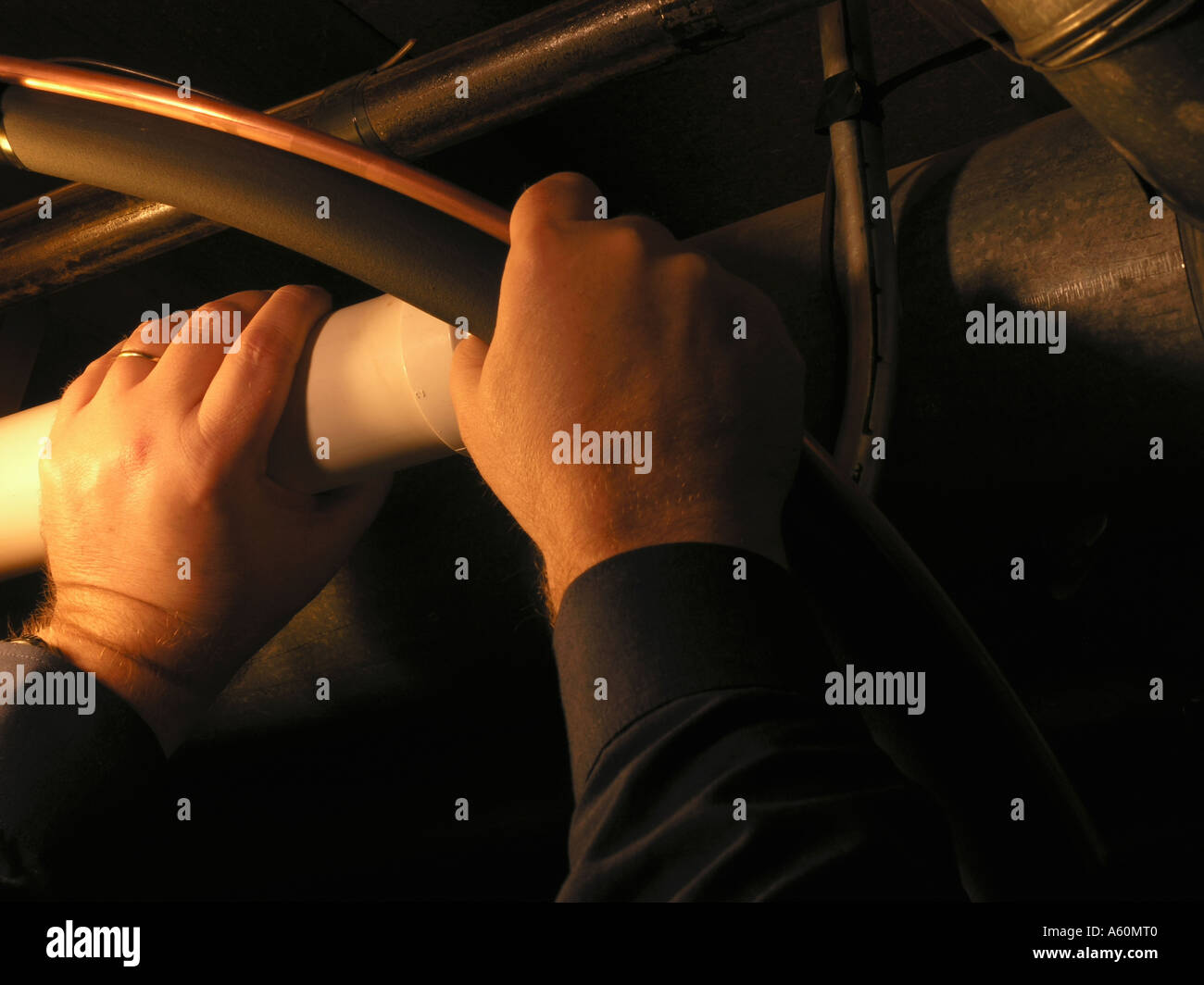 Overhead Pipes being Routed Stock Photo - Alamy