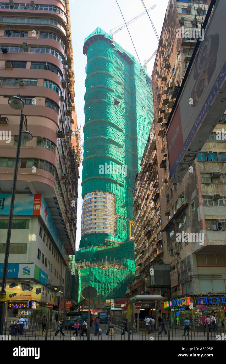 The Hanoi Road high rise project under construction, bamboo scaffolding, in the Tsim Sha Tsui ...