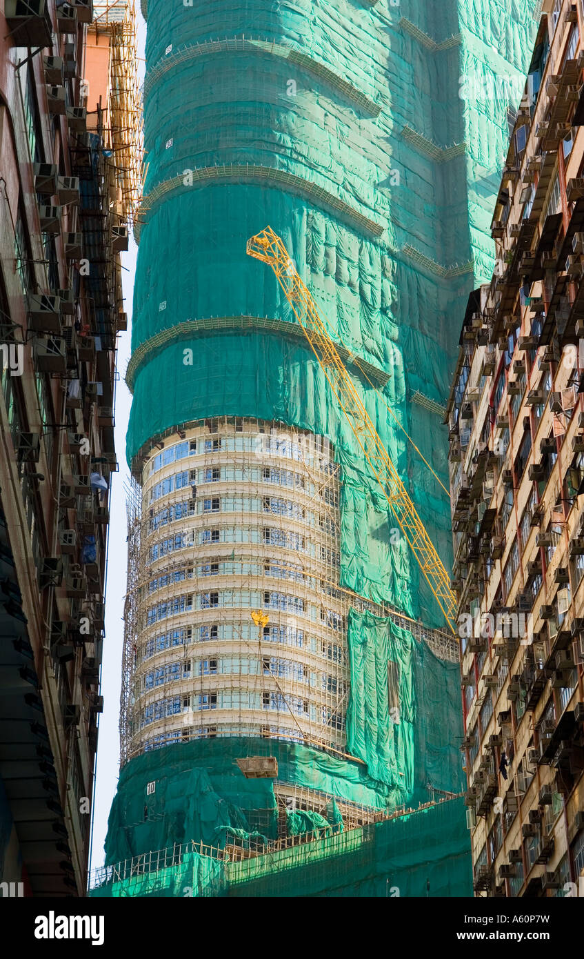 The Hanoi Road high rise project under construction, bamboo scaffolding, in the Tsim Sha Tsui ...