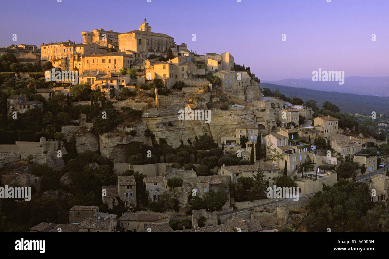 The village of Gordes in the Luberon, Provence, France at sunset Stock ...