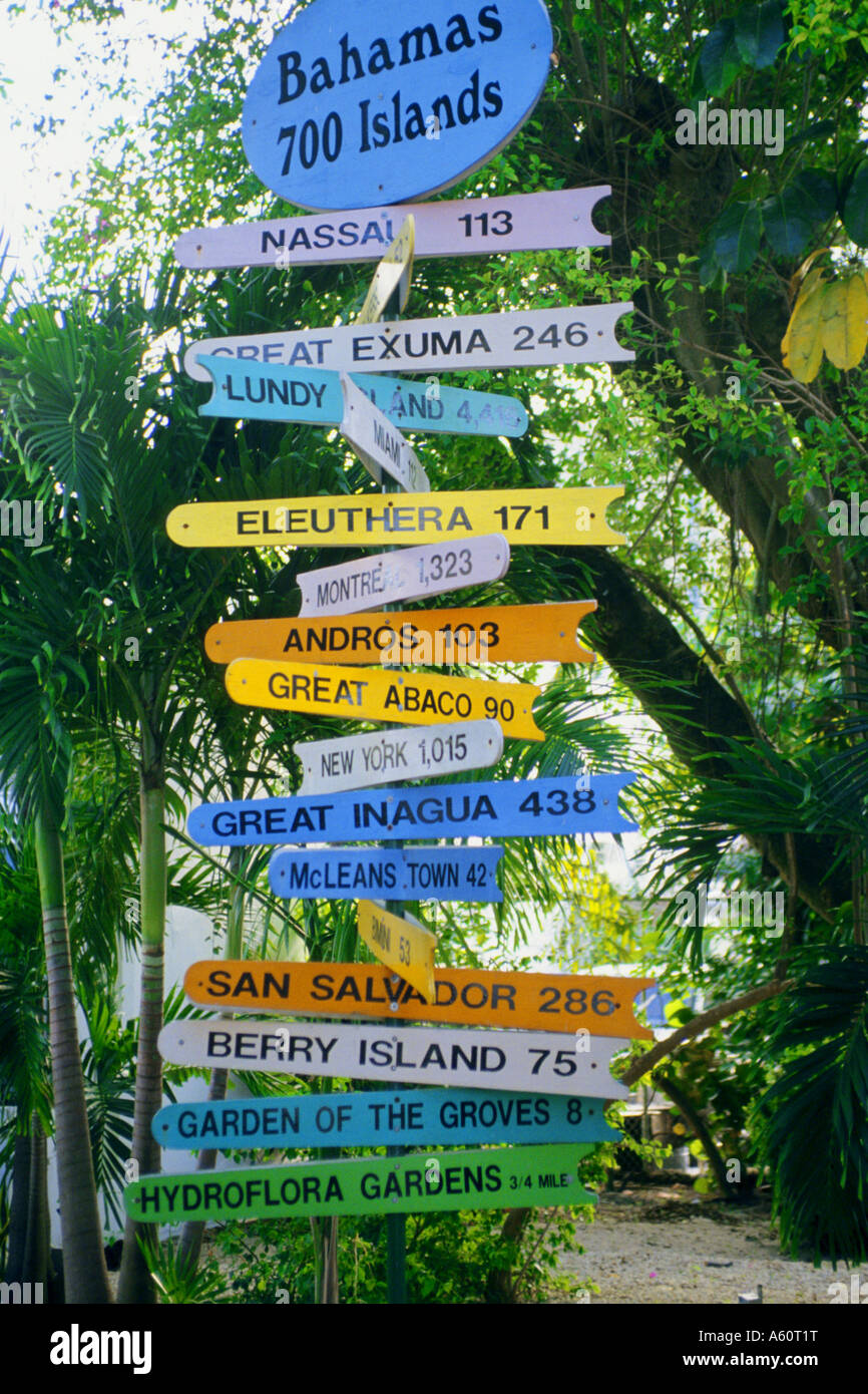 direction signs on The Bahamas Stock Photo - Alamy