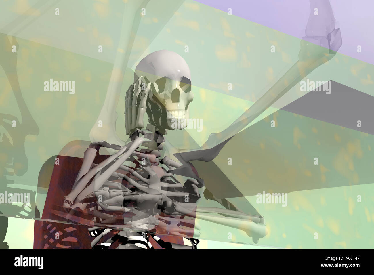 Skeleton using a cell phone Stock Photo - Alamy