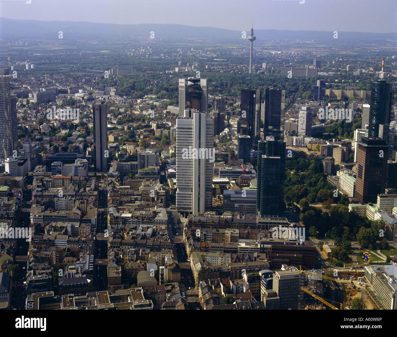 skyline with Maintower, FBC, Dresdner Bank, Deutsche Bank and ...