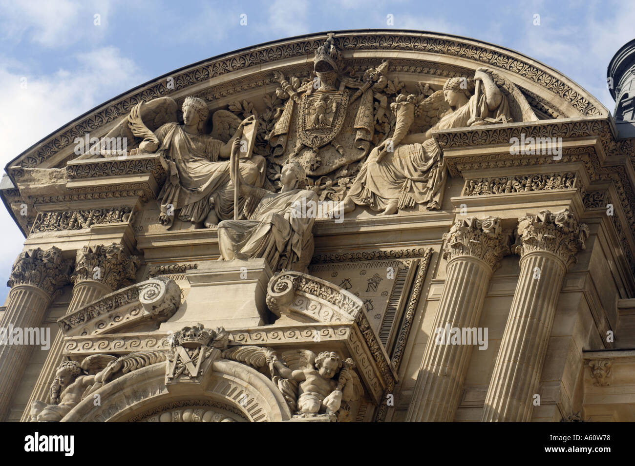 Architectural detail on Pavillon de Rohan Louvre Paris France Stock ...