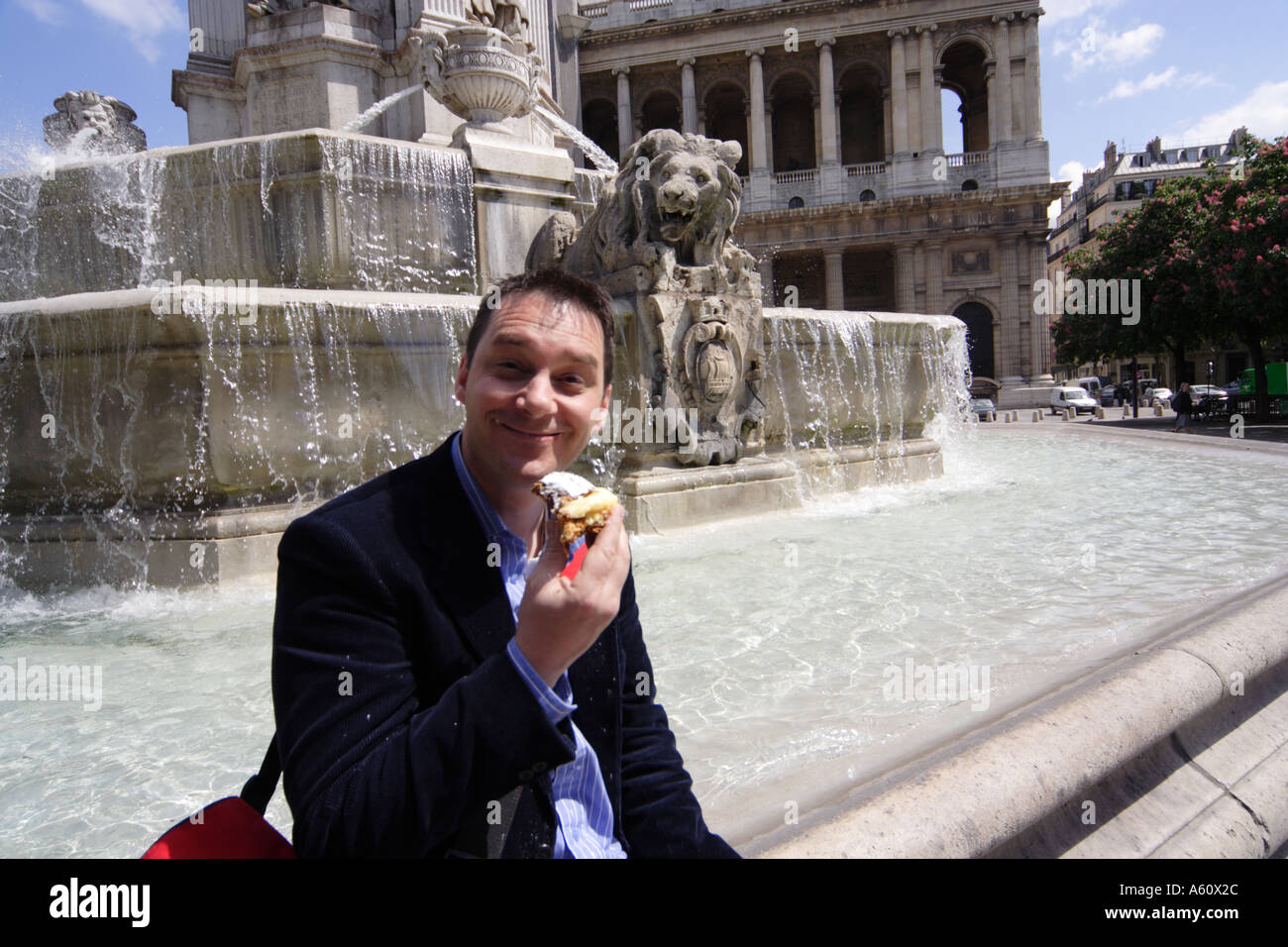Fat man eating cream cake hi-res stock photography and images - Alamy