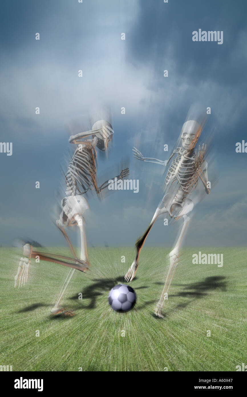 Skeletons playing soccer Stock Photo - Alamy