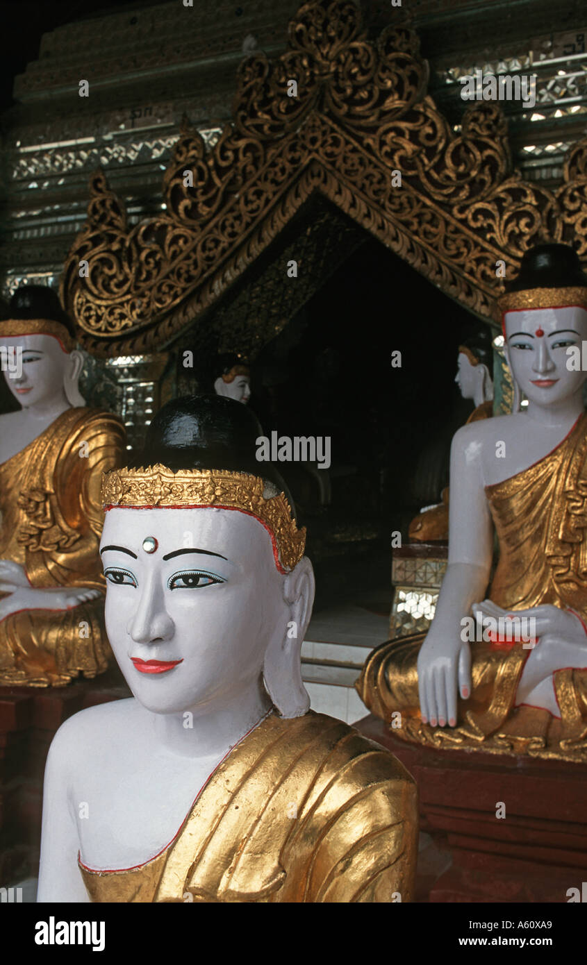 Gilded Buddha images Shwedagon Pagoda Rangoon Burma Stock Photo - Alamy