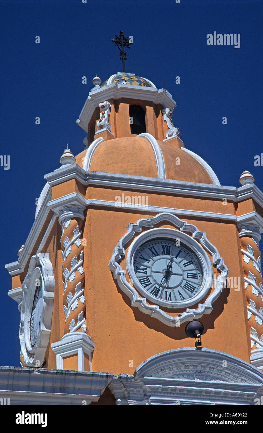 Spanish colonial architecture Detail of clocktower of the The Arco de ...