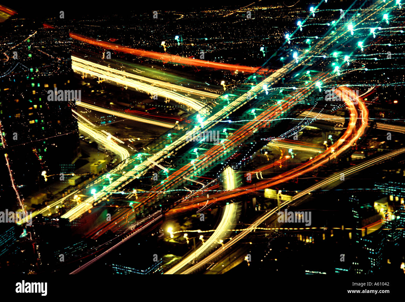 Highway Interchange At Night