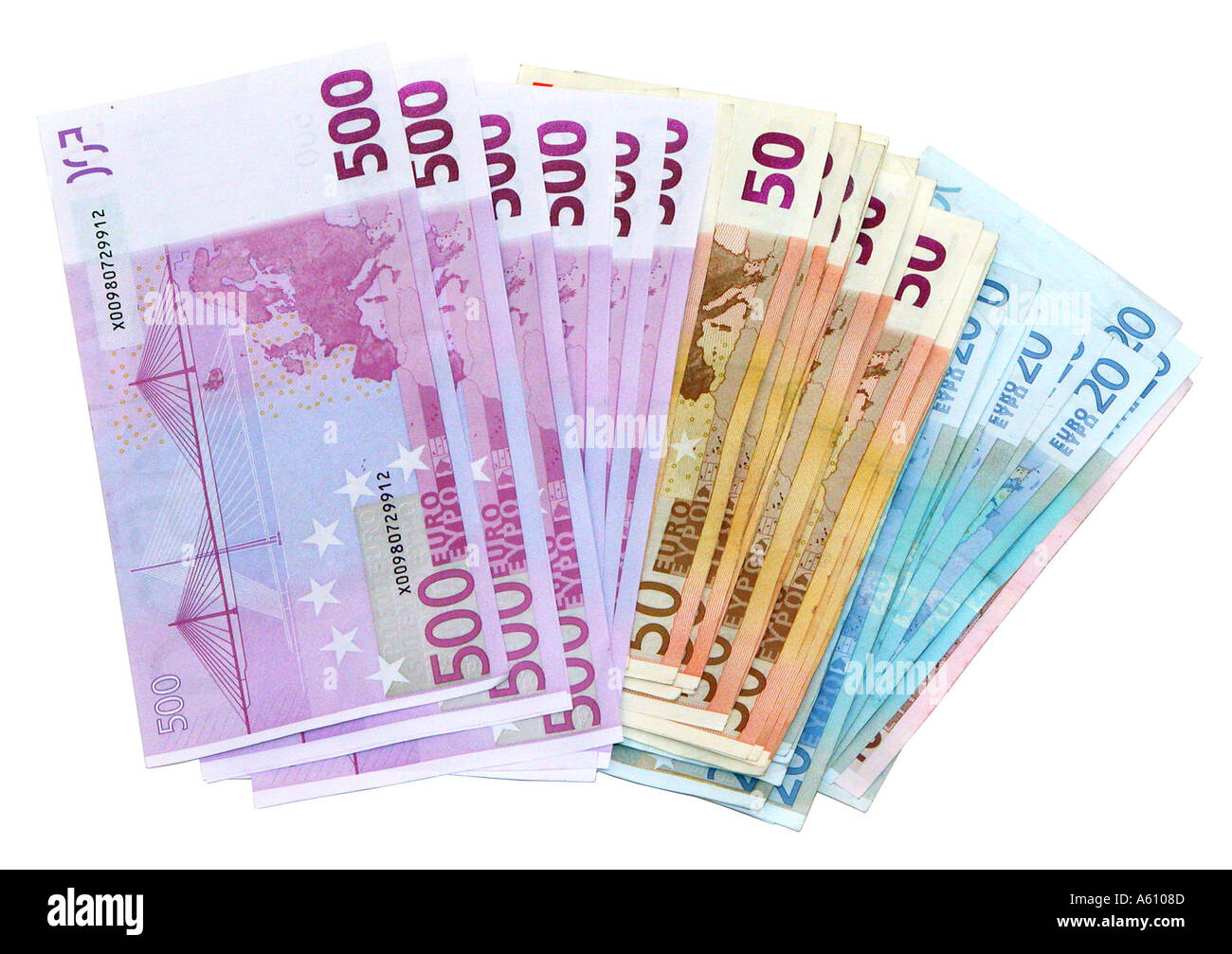 EURO banknotes heap money moneymaker moneymaking cutout cut out Stock ...