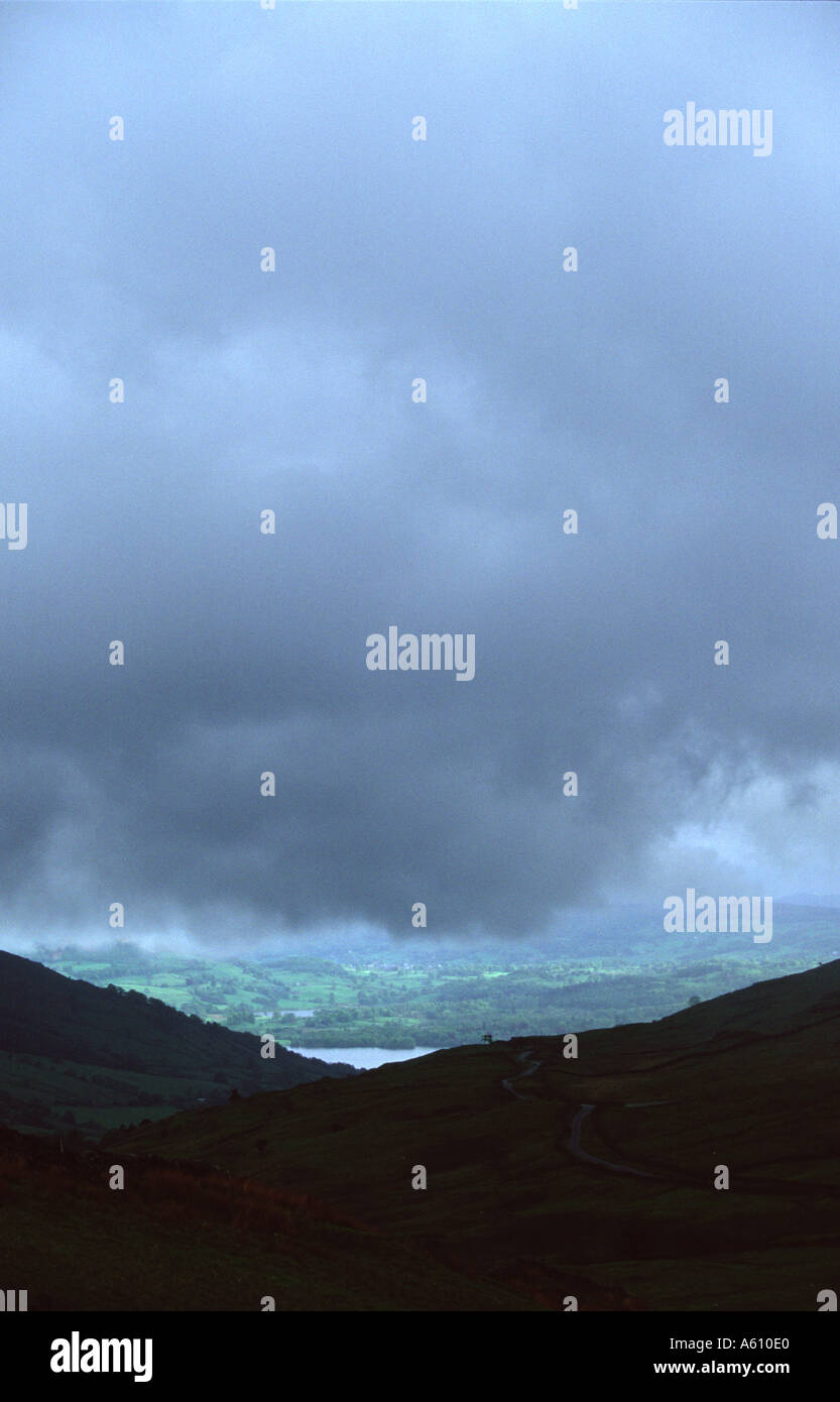 Very low cloud over Windermere viewed from road to Ullswater Windermere ...