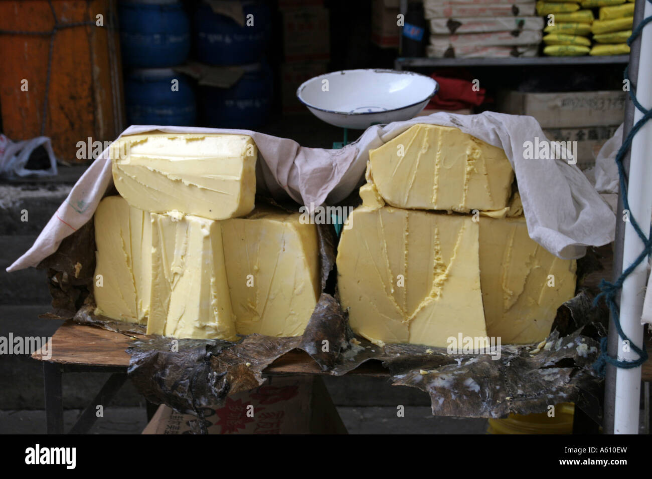 Yak butter, market in Lhasa, Tibet Stock Photo - Alamy