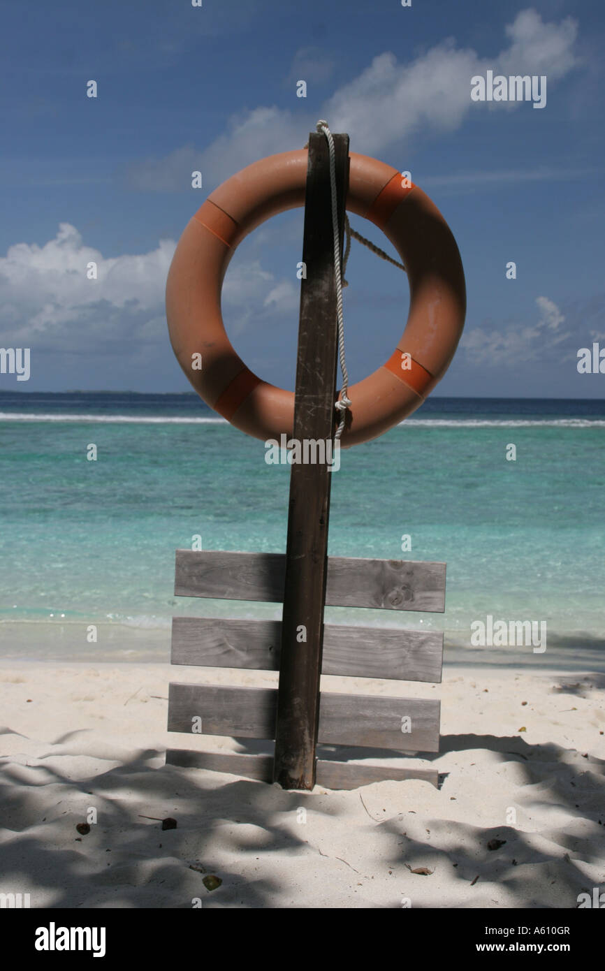 life ring on the Beach at Bandos in the Maldives Stock Photo - Alamy