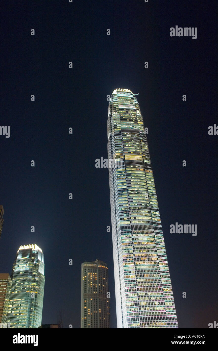 Central centre hong kong skyline two ifc night lights city hi-res stock ...