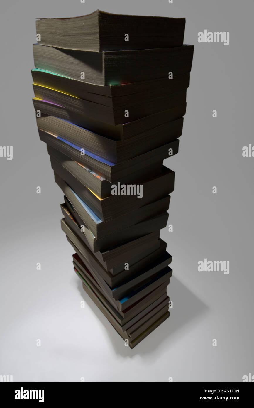 Very tall pile of stacked books hi-res stock photography and images - Alamy