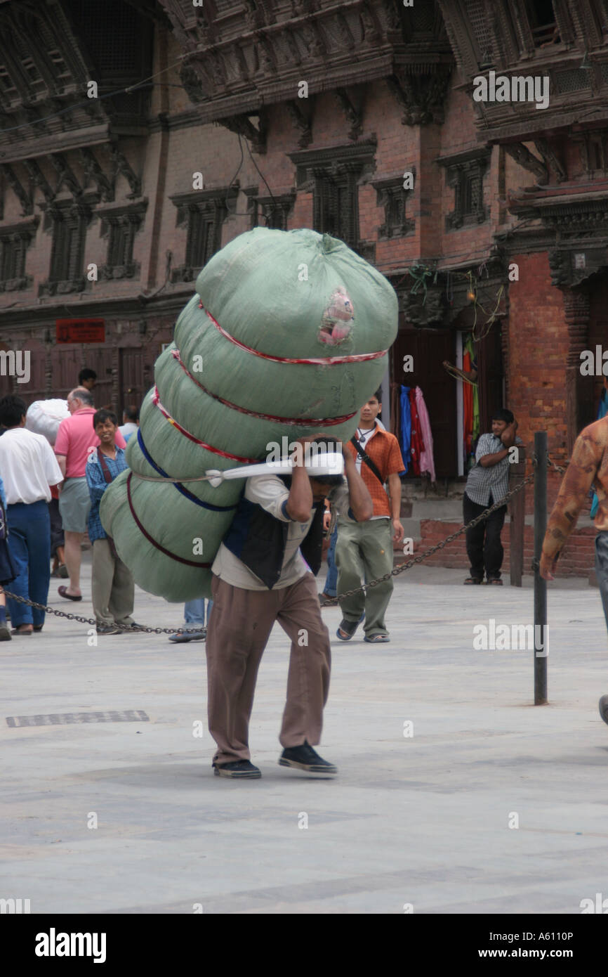 man carrying large load on his back, Kathmandu, Nepal Stock Photo - Alamy