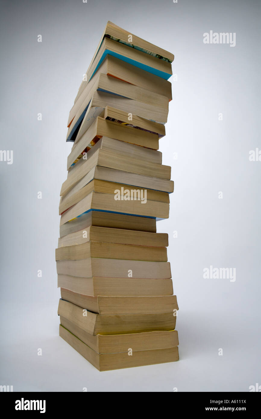 tall stack of paperback books Stock Photo - Alamy