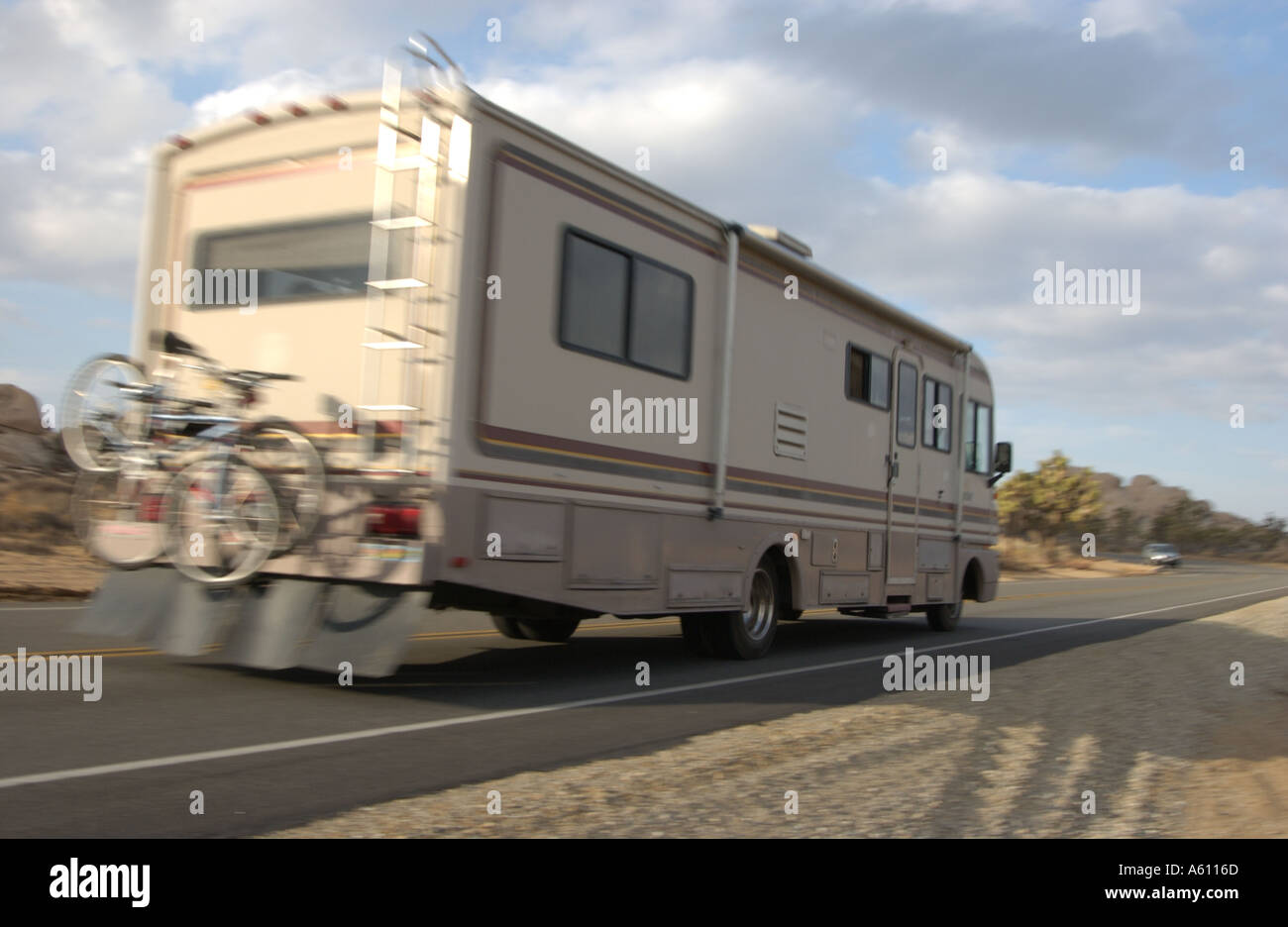 Camping in RV Joshua tree Stock Photo - Alamy