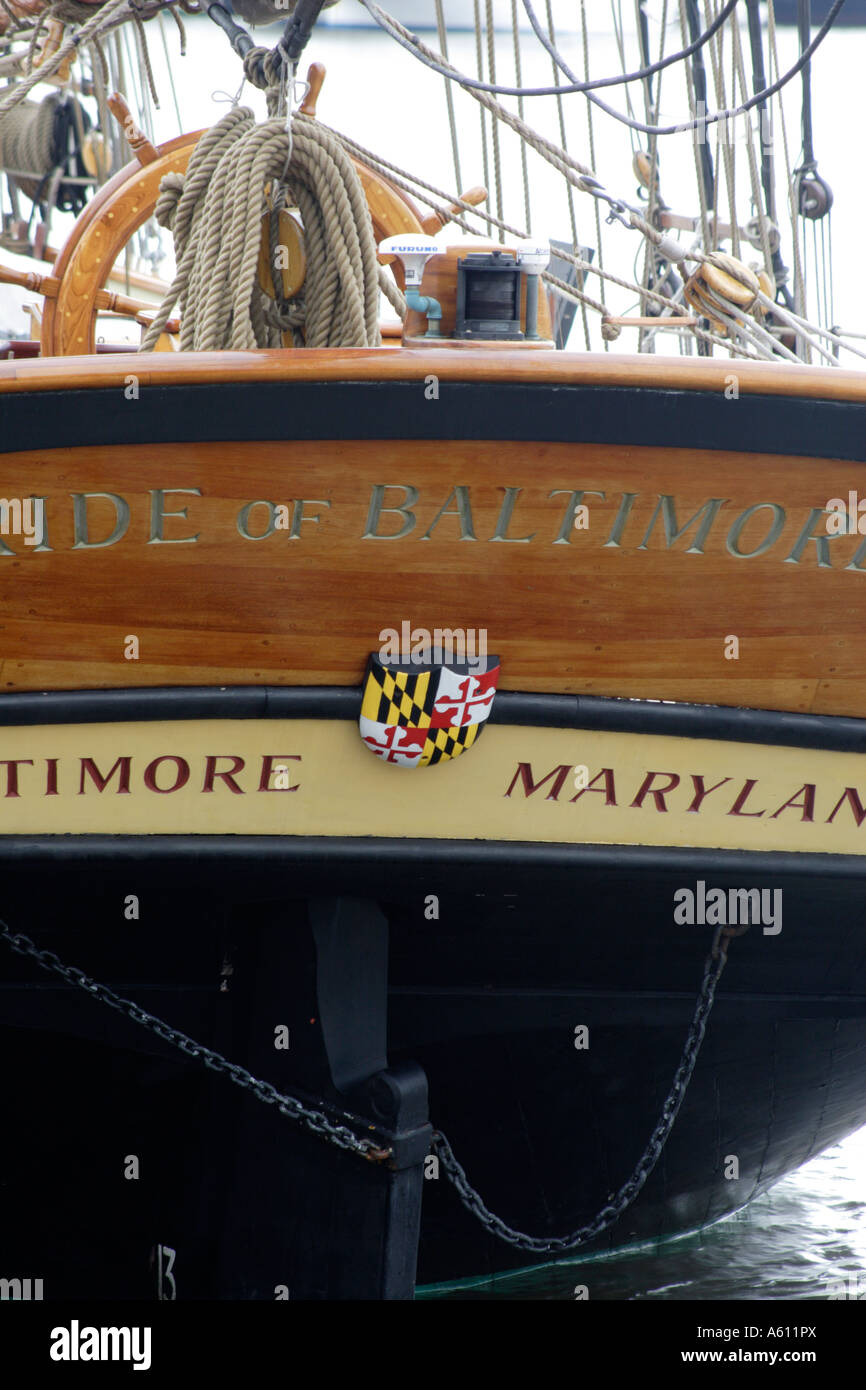 Close up of the stern of the tall ship Pride of Baltimore Stock Photo ...