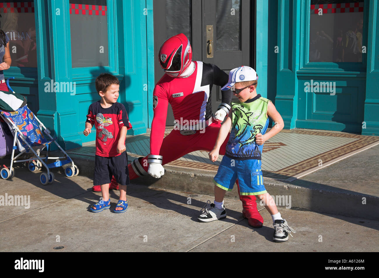 Power Ranger posing with children, Disney MGM Studios, Orlando, Florida ...