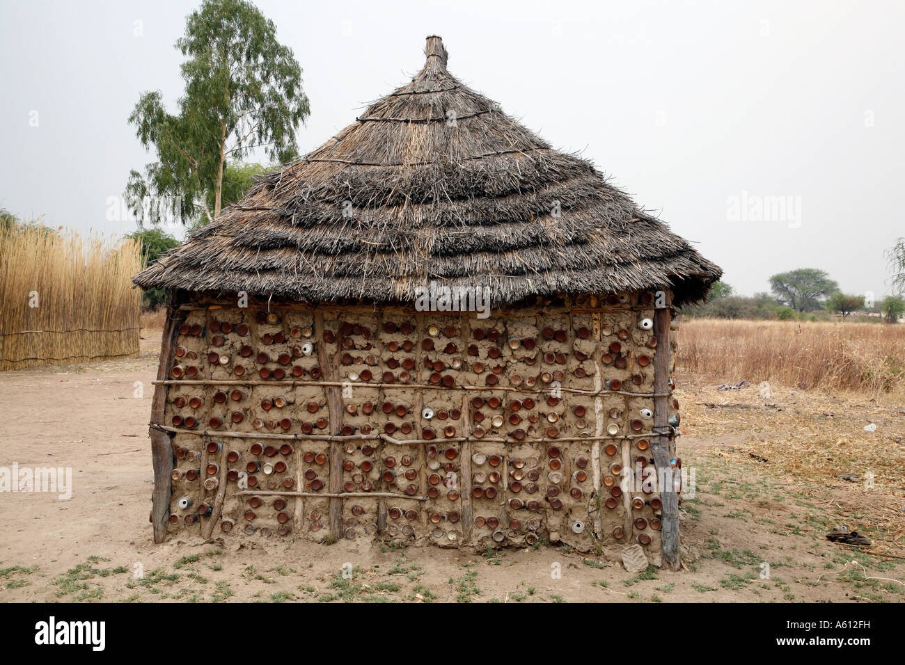 Painet jj1805 namibia detal wall dwelling hut made mud sticks bottles ...