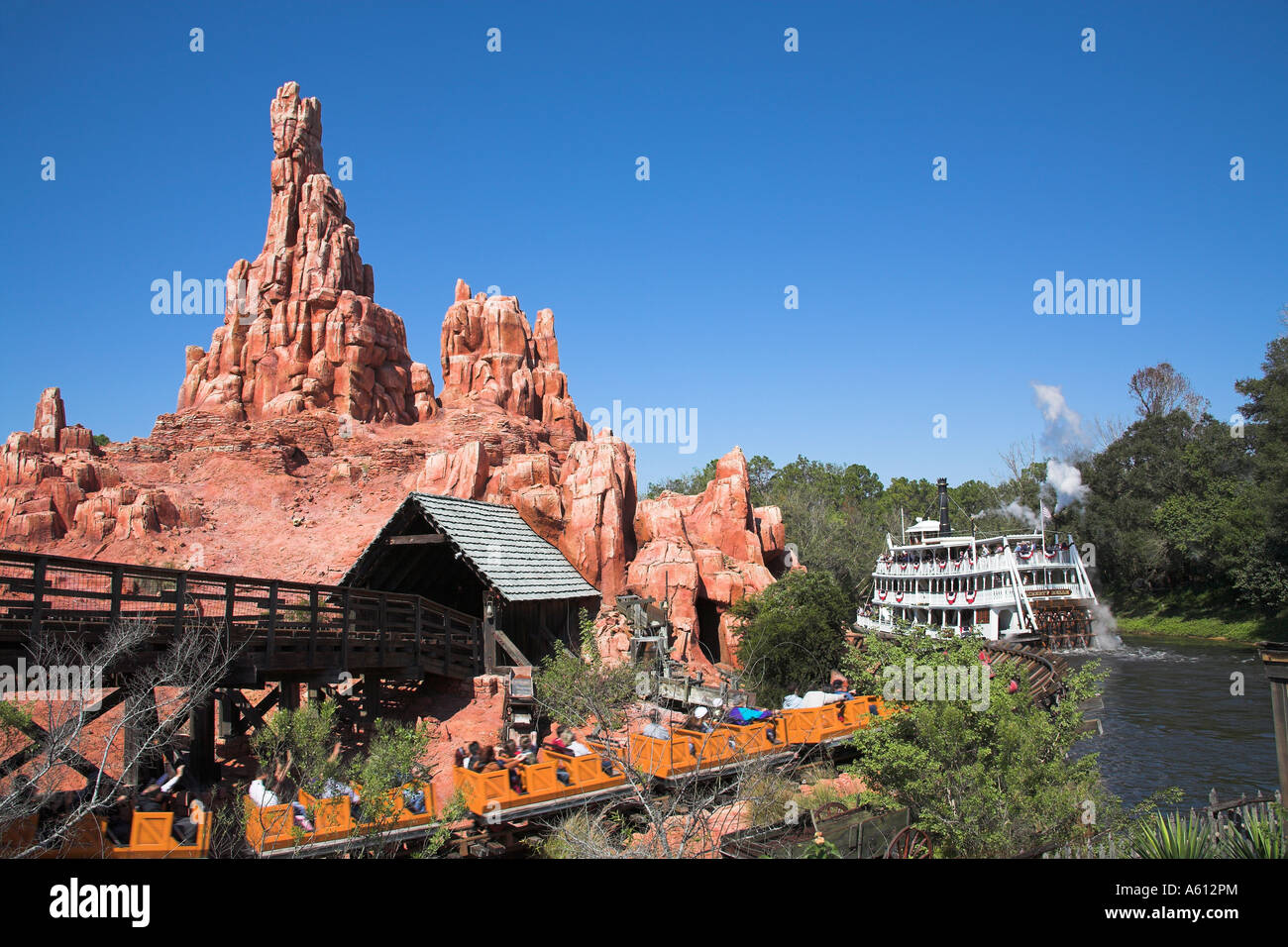 Big Thunder Mountain Railroad ride, Liberty Belle Paddle Steamer, Magic ...