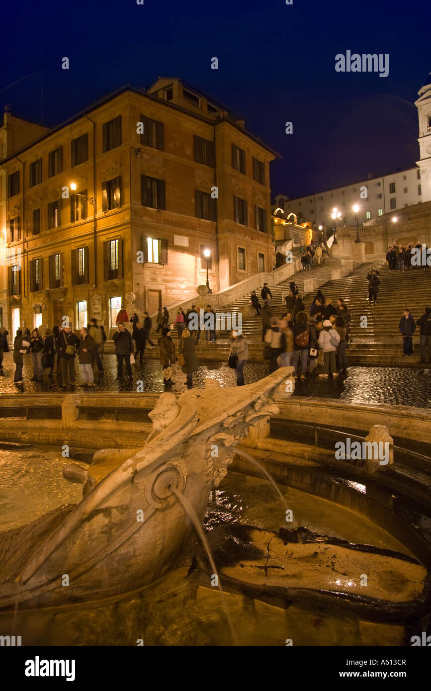 Crowds on the Spanish Steps at night Piazza di Spagna Rome Italy Stock ...