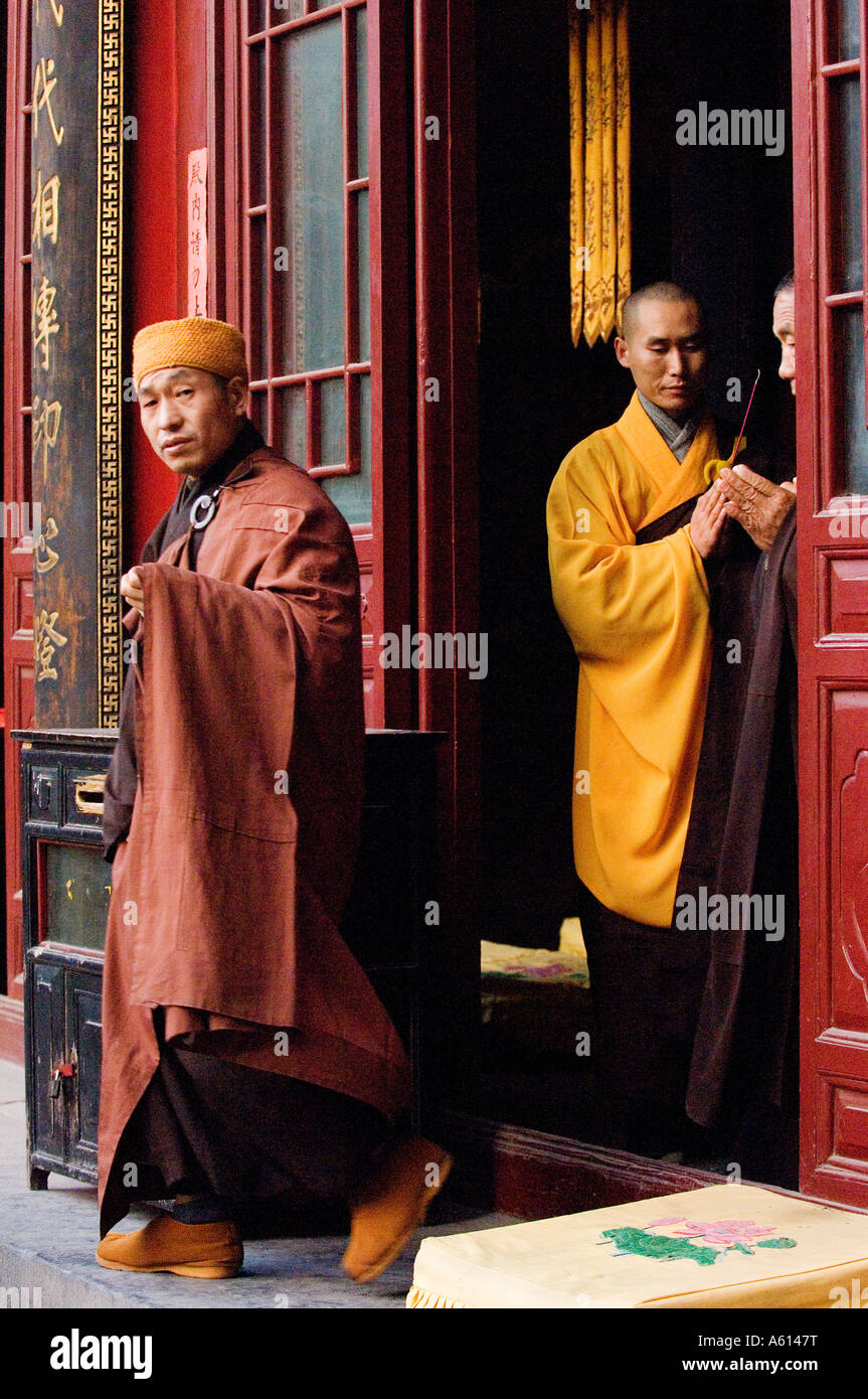 Buddhist monks in the Xingguo Monastery on Thousand Buddha Mountain ...