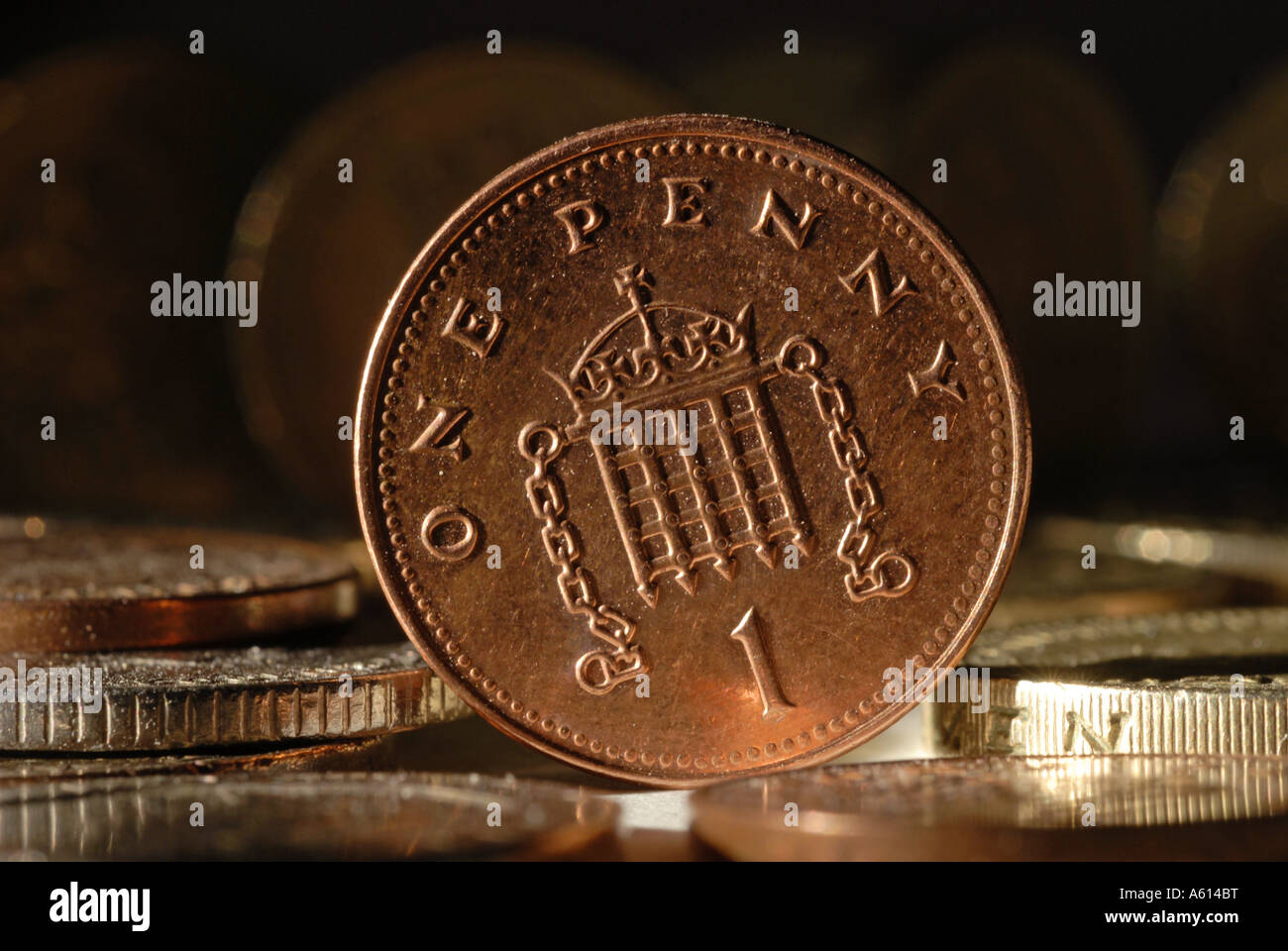 penny coin on dark background Stock Photo - Alamy