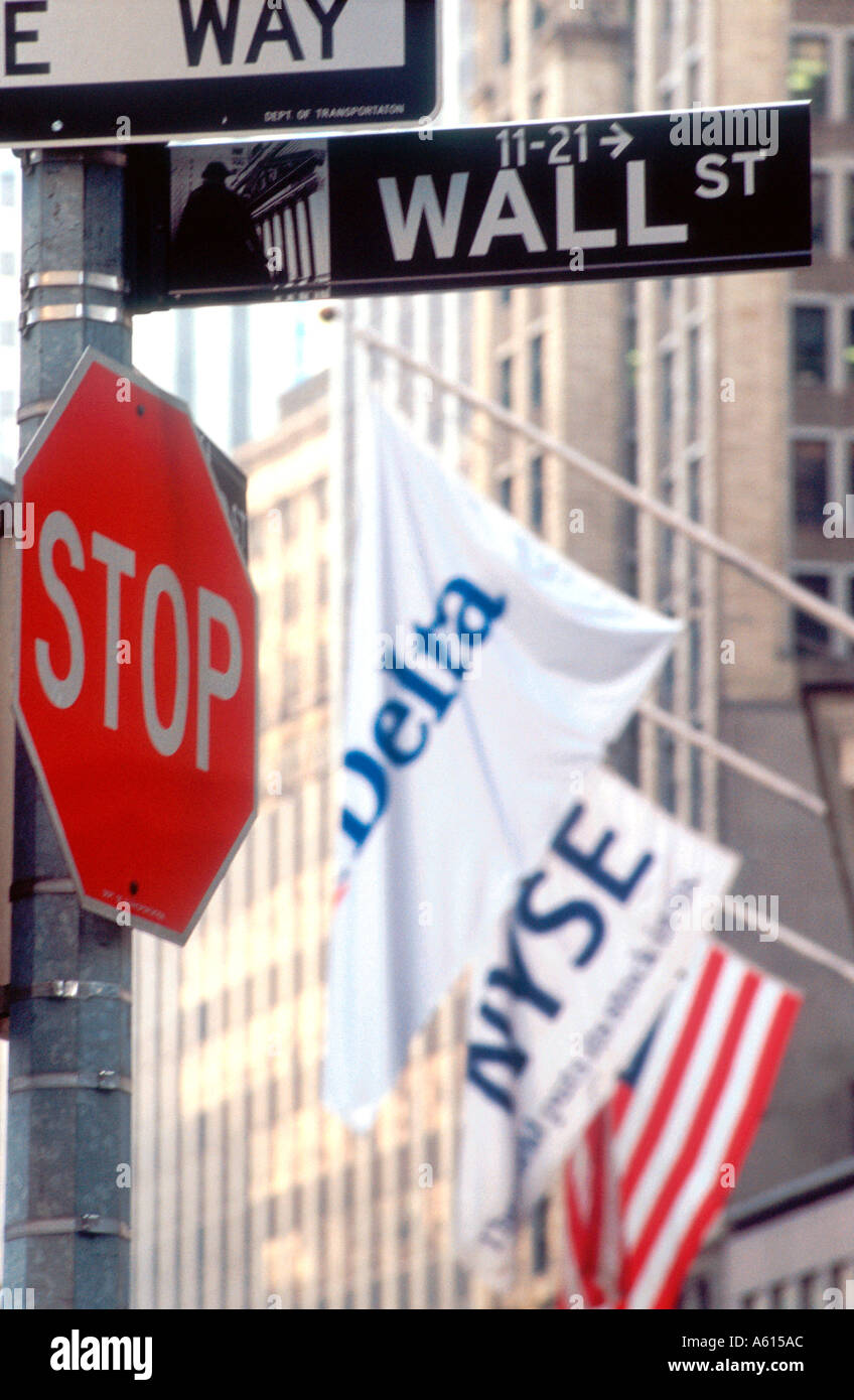 wall street sign corner of wall and nassau streets new york city NY ...