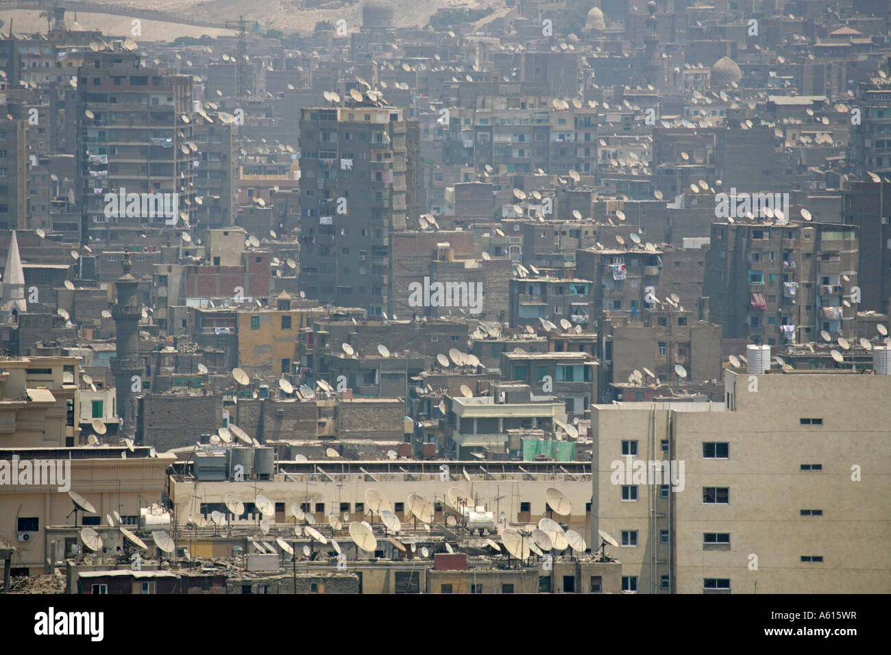 Cairo Satellite heaven view of apartments with hundreds of satellite ...