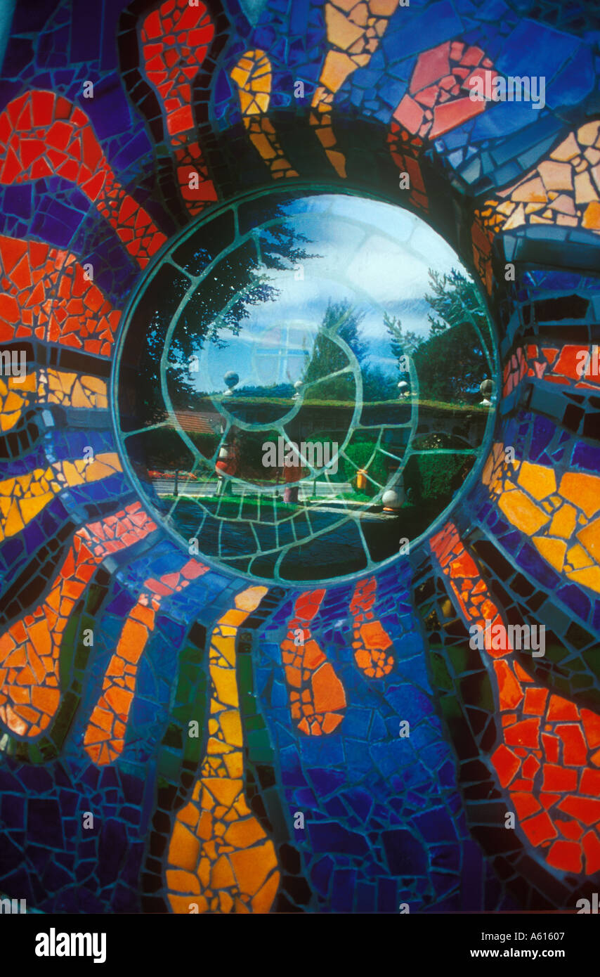 Stained glass window Hundertwasser church St Barbaras Barnbach Austria ...