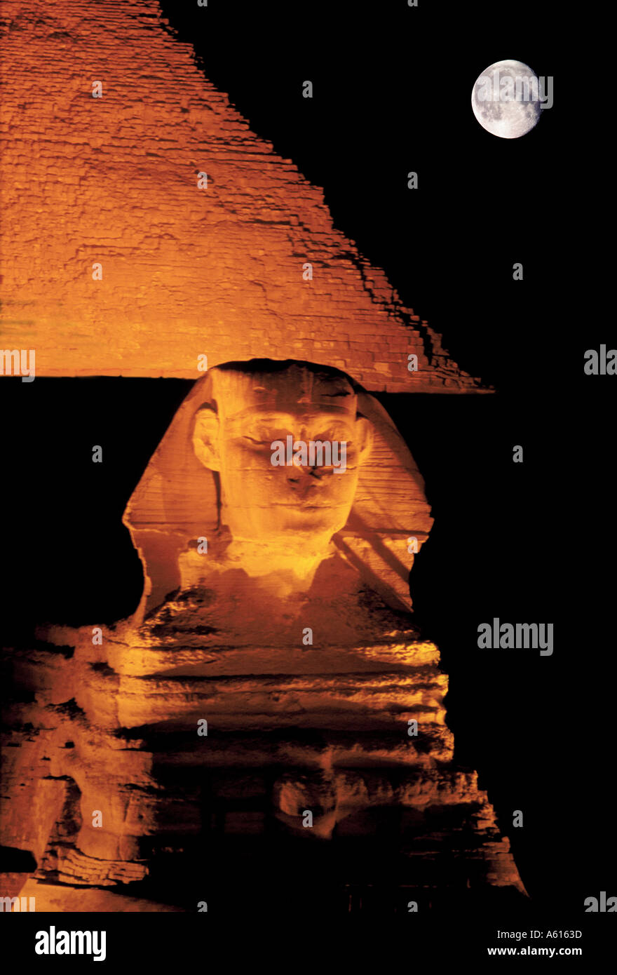 Sphinx and Pyramid in moonlight Giza Egypt Africa Stock Photo - Alamy