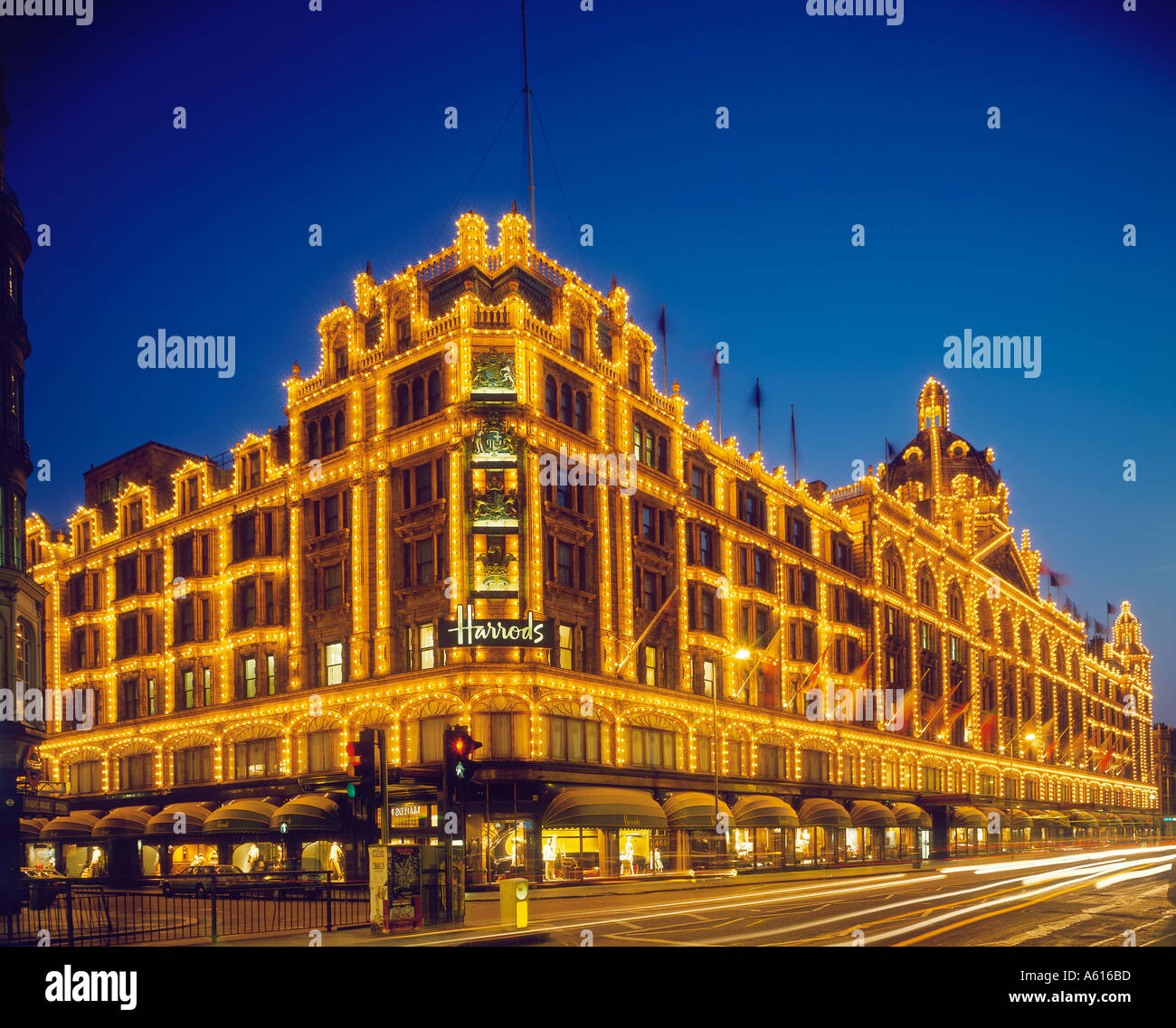 Harrods department store at night London,England Stock Photo - Alamy
