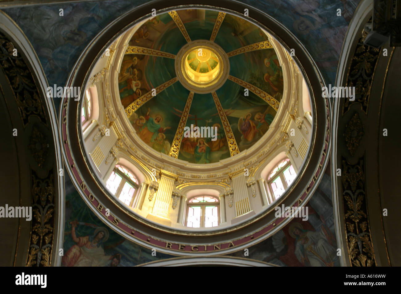 Painted ceiling in church at Marsaxlokk Stock Photo - Alamy